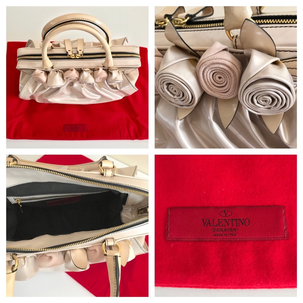 Valentino Garavani Pink Roses Patent Leather Bag - Gem
